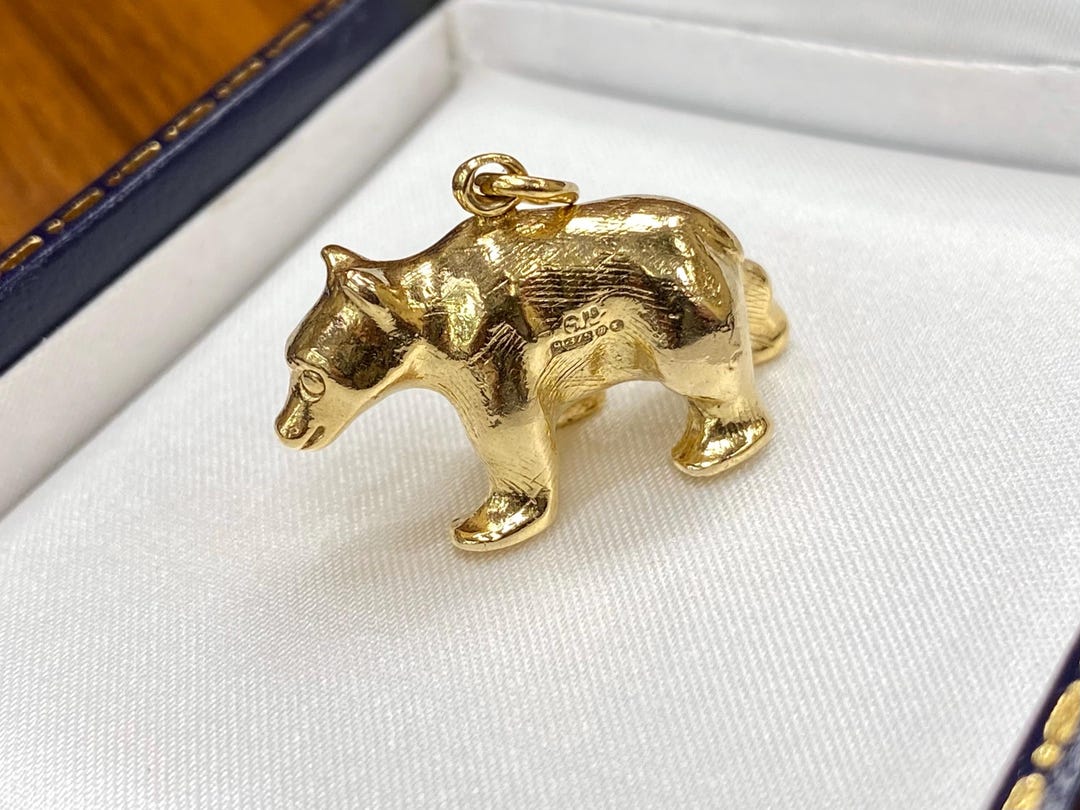 9ct Yellow Gold Grizzly Bear Charm - British Hallmarked - Etsy UK