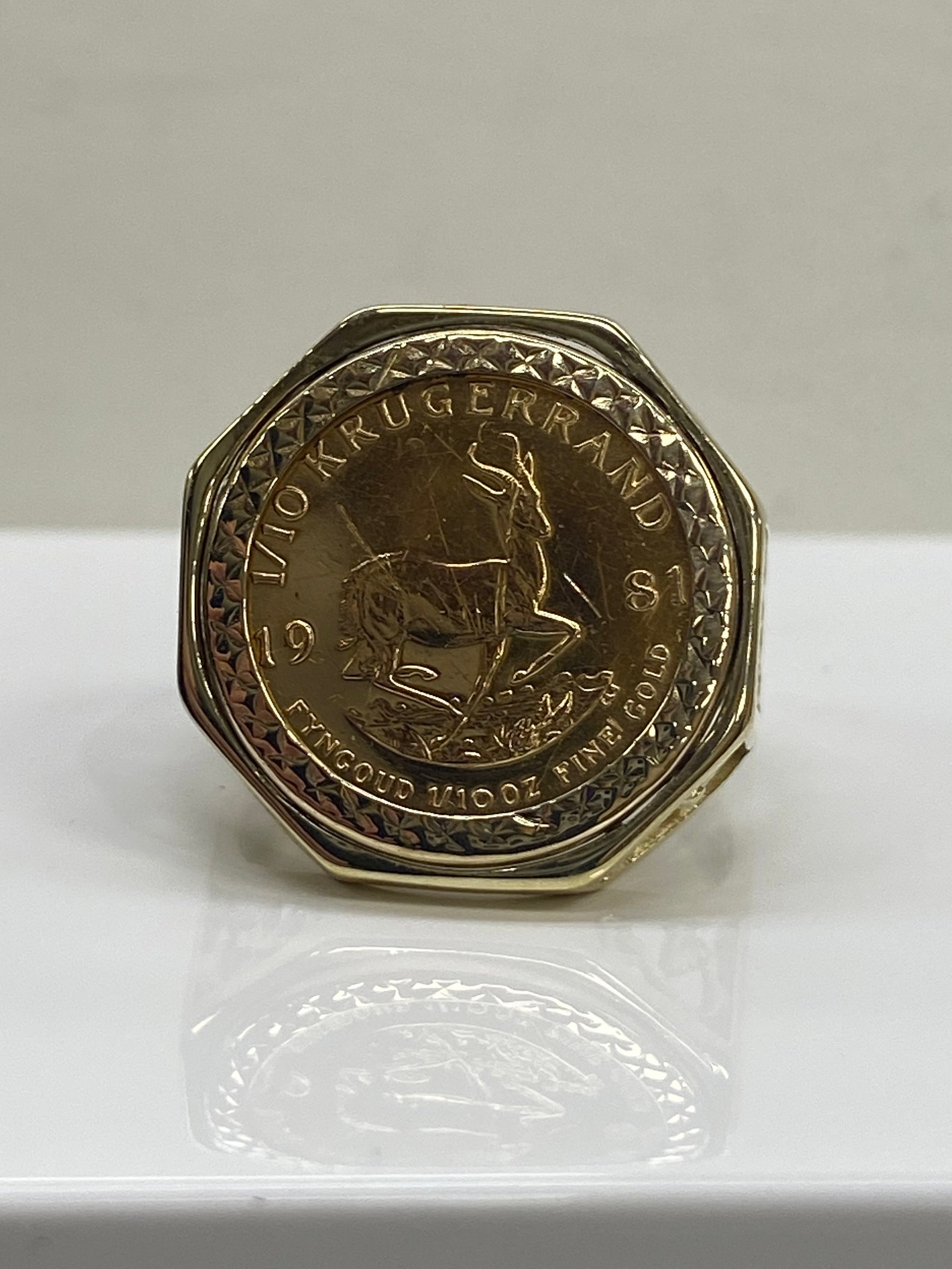 9ct Yellow Gold Krugerrand Coin Set Ring - Etsy