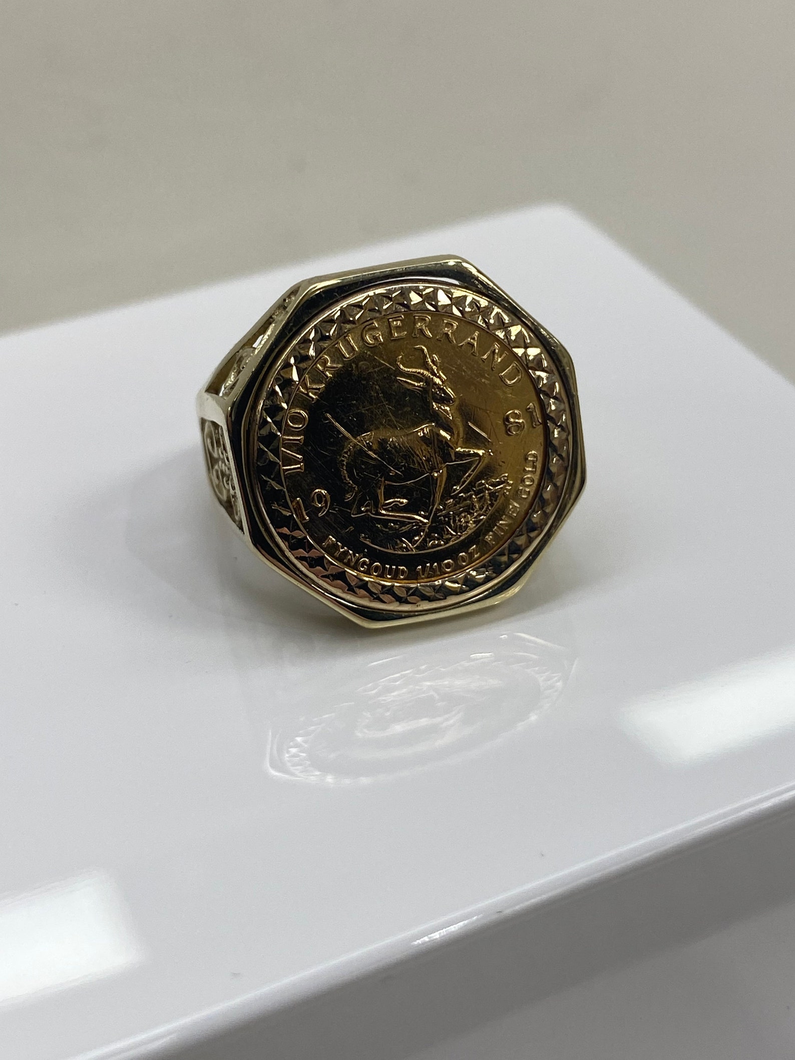 9ct Yellow Gold Krugerrand Coin Set Ring - Etsy