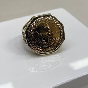 9ct Yellow Gold Krugerrand Coin Set Ring - Etsy