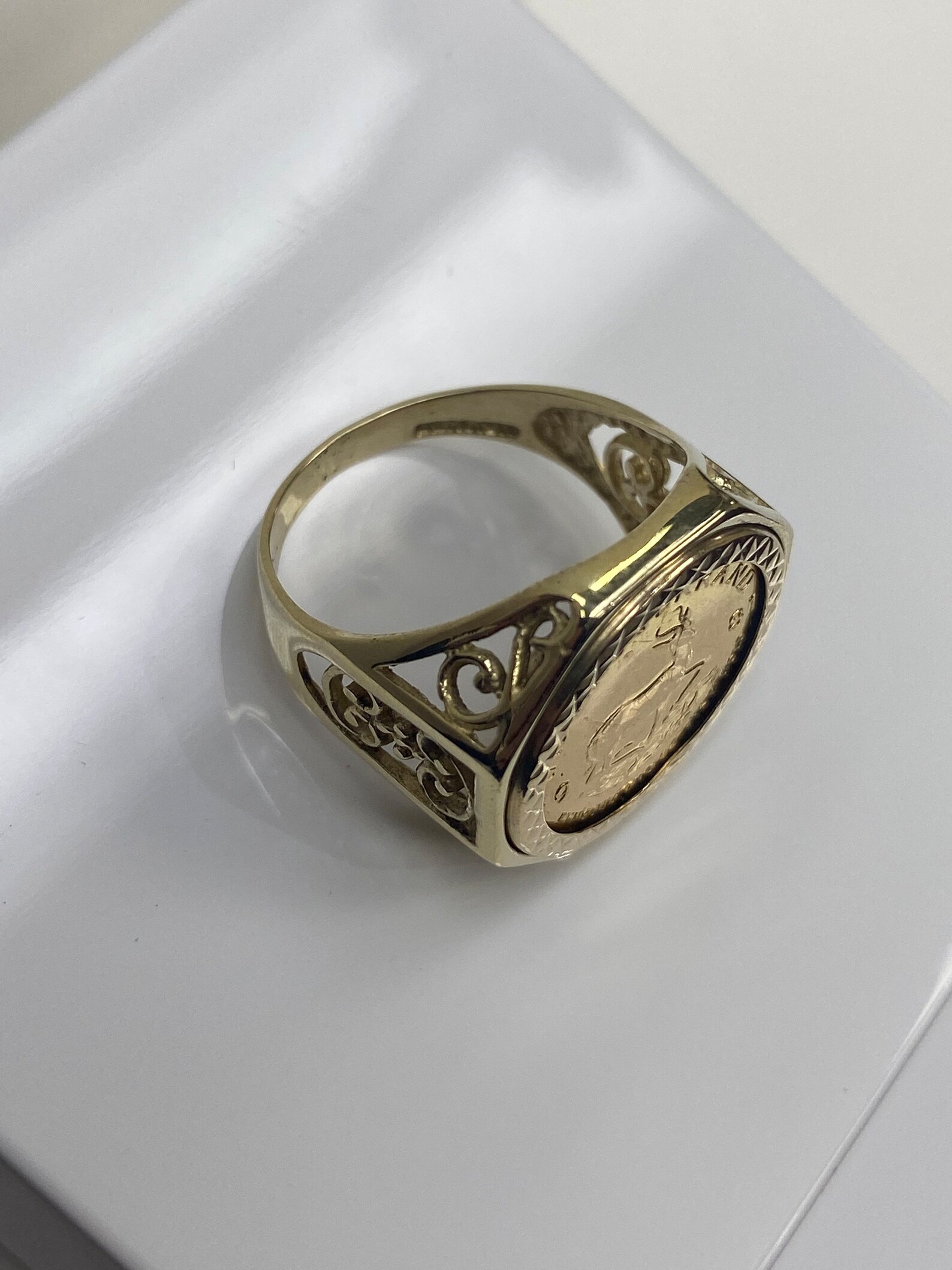 9ct Yellow Gold Krugerrand Coin Set Ring - Etsy