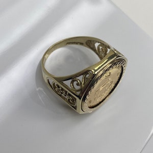 9ct Yellow Gold Krugerrand Coin Set Ring - Etsy