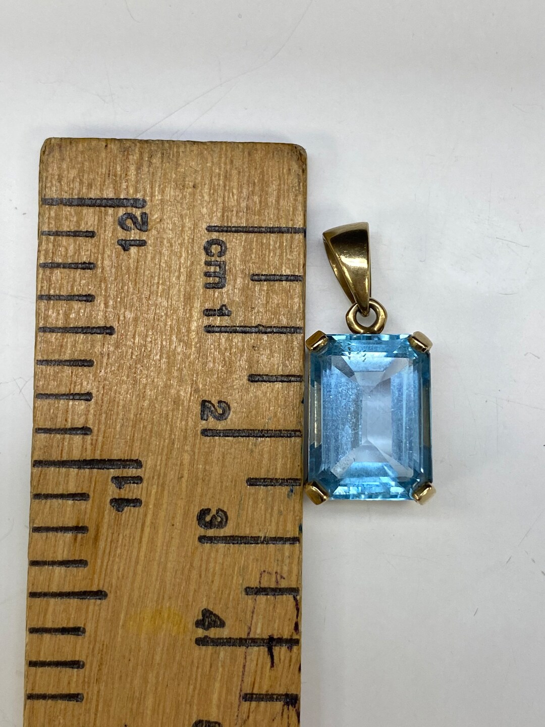 9ct Yellow Gold, Claw Set Octagonal Cut Swiss Blue Topaz Pendant. - Etsy