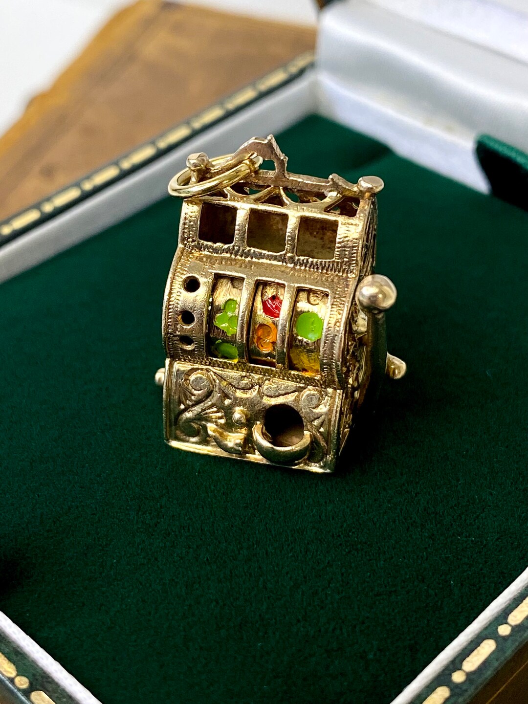 9ct Vintage Solid Yellow Gold Working Slot Machine Charm - Etsy