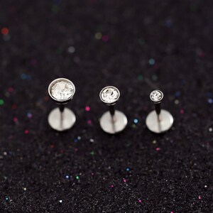 Silver / Gold 2-5mm Round CZ Threadless Push Pin Bar Stud Ball Earring ...