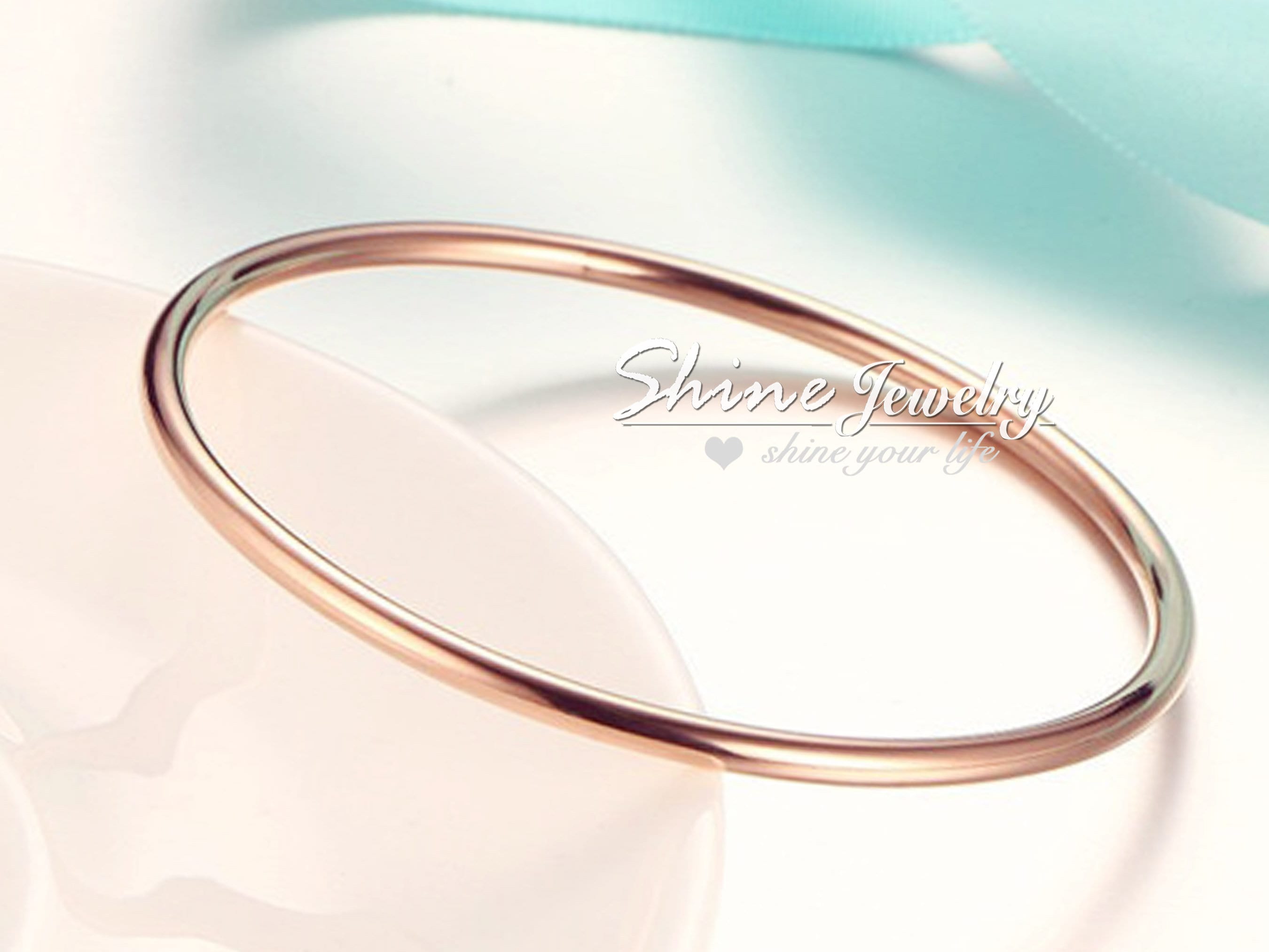 9K Pink Rose Gold Filled Classic Plain Round Bangle Womens | Etsy