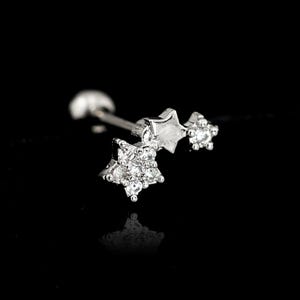 Trilogy 3-star Ear Climber, Stars Curve Bar Ear Cartilage Helix Conch ...