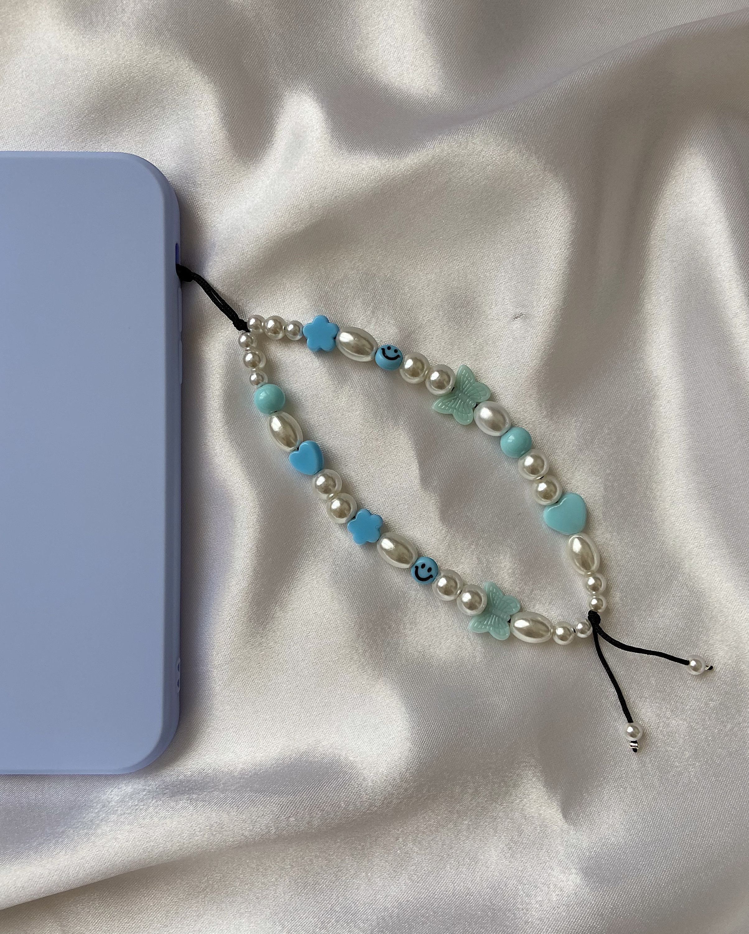 Mobile Phone Chain "babyblue" Phone Charm With Butterfly and Smiley ...