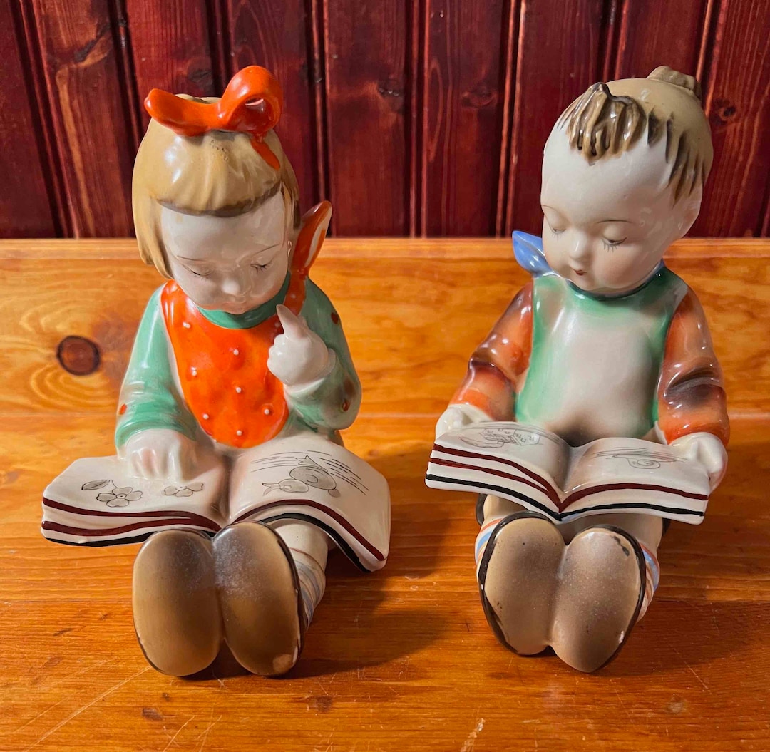 Boy and Girl Reading Book-ends - Etsy