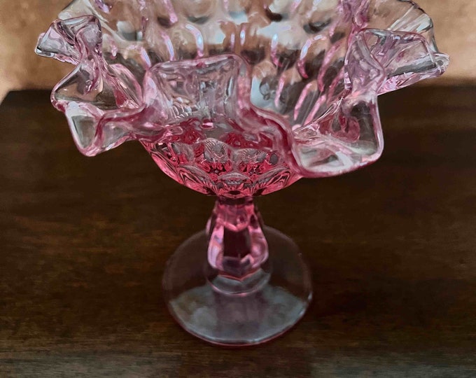 Fenton Thumbprint Colonial Pink Ruffled Compote - Etsy