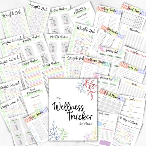 Weight Loss Tracker Printable Wellness Journal Editable - Etsy