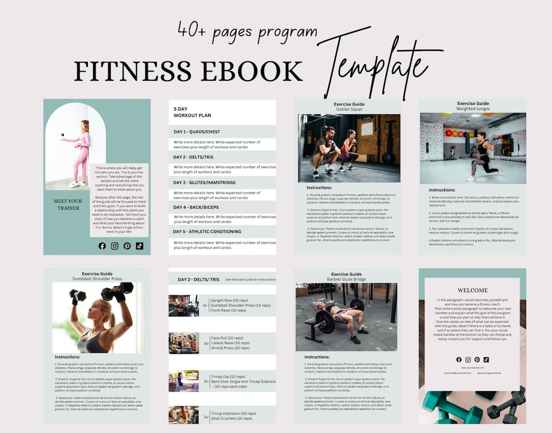 Fitness Ebook Template | 40+ Pages Workout Guide Template - Etsy