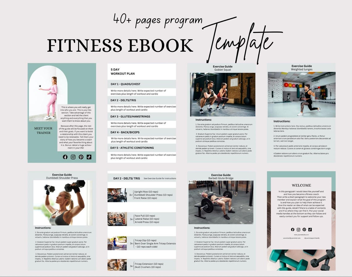 Fitness Ebook Template | 40+ Pages Workout Guide Template - Etsy