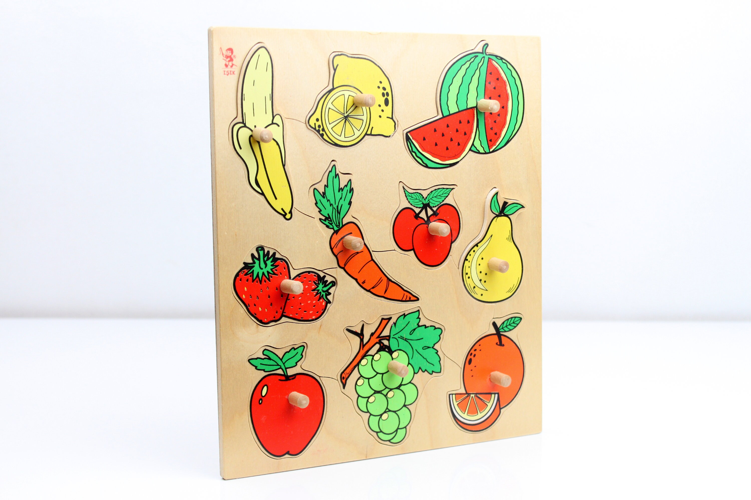 Mixed Vegetables and Fruits Puzzle, Wooden Puzzle, Learning Vegetables ...