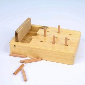 Wooden Nine-hole Peg Test, Toy Jump the Peg Brain Teaser Game ...