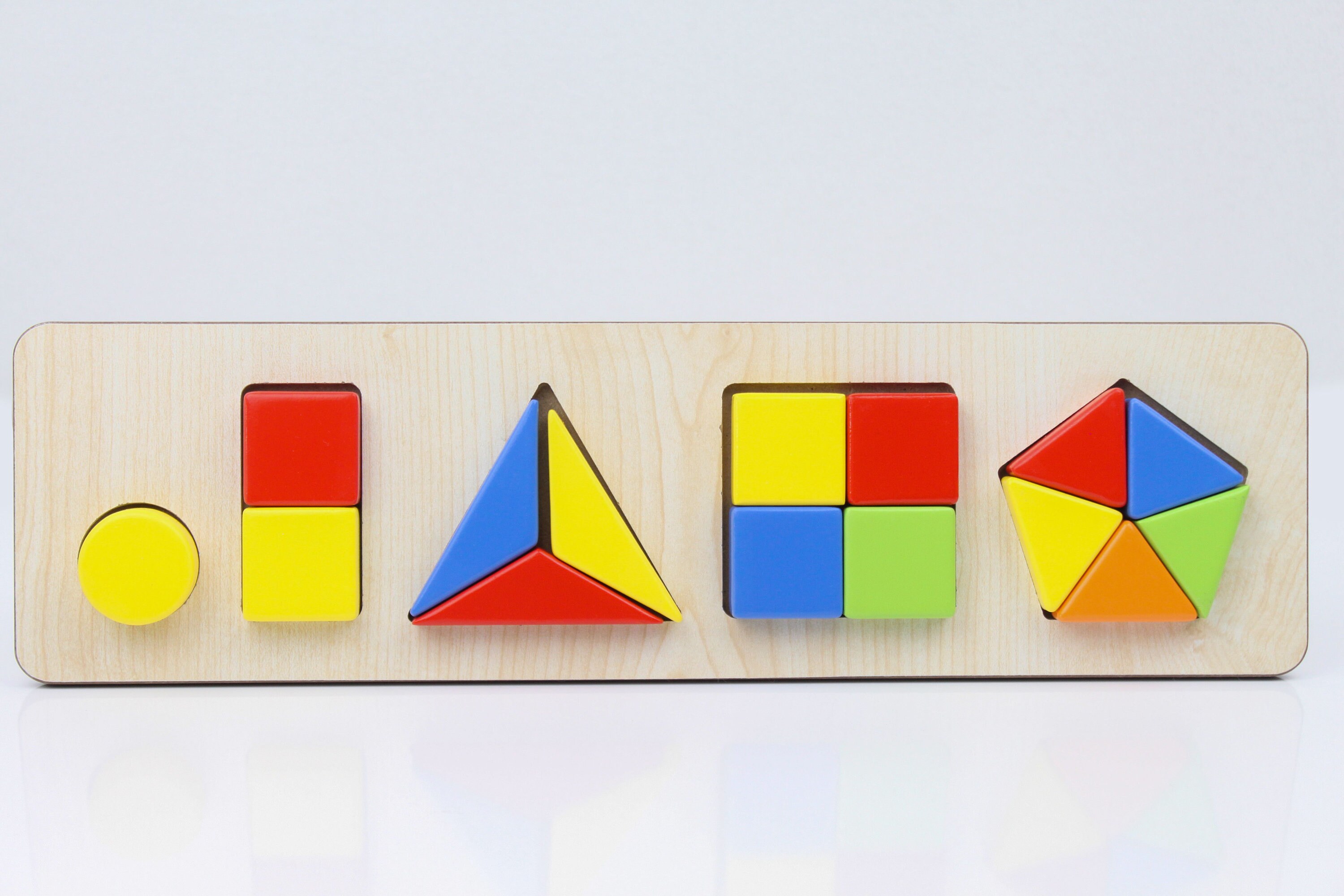 Geometric Shape Puzzle, Natural Wood, Puzzle for Baby & Toddler Toys ...