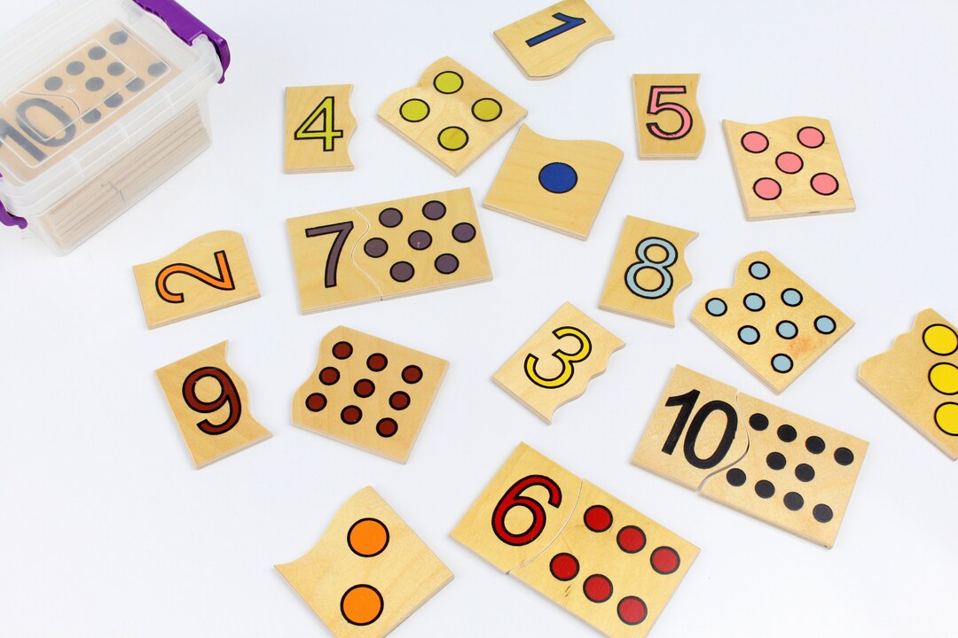 Number Learning Puzzle, Wooden Puzzle, Number Tracing Kit for Kids ...