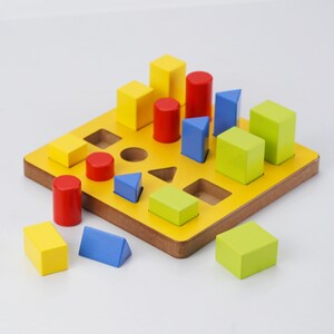 3D Geometric Figure Arranging Educational Shape and Color Puzzle Baby ...