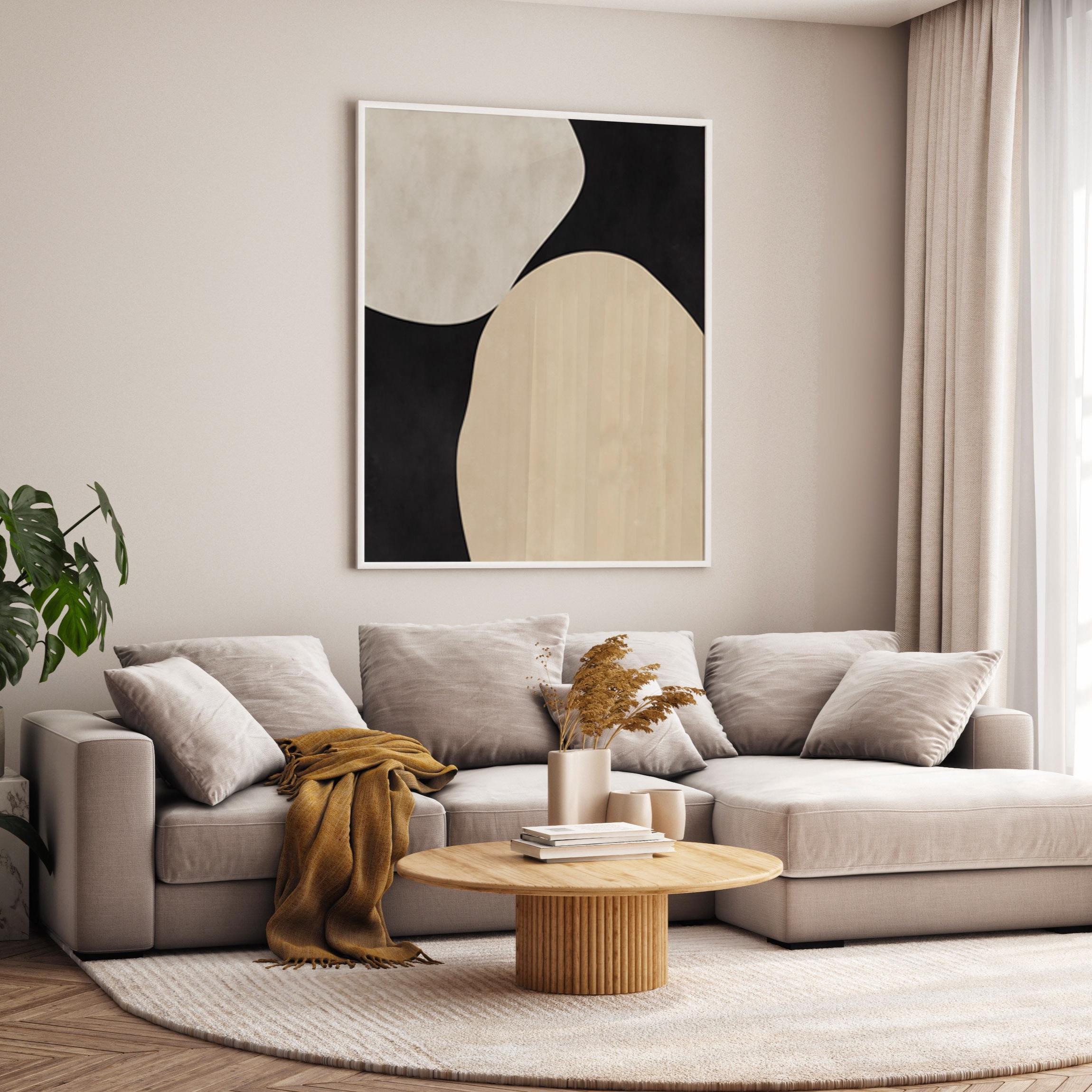 Beige and Black Abstract Art Print | Minimalist Japandi Decor (digital ...