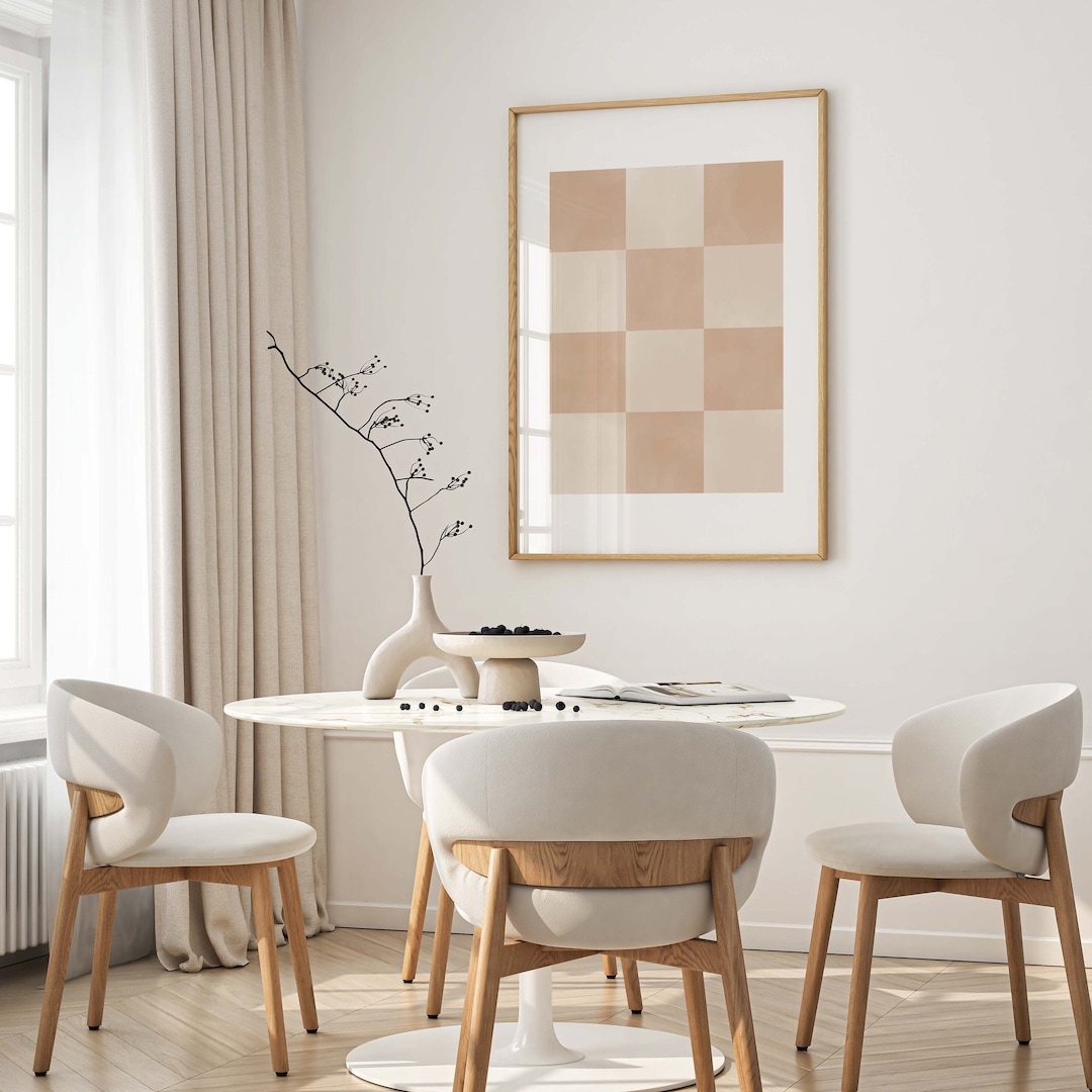 Neutral Tones Checkered Art Print, Digital Download Abstract Wall Art ...