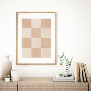 Neutral Tones Checkered Art Print, Digital Download Abstract Wall Art ...