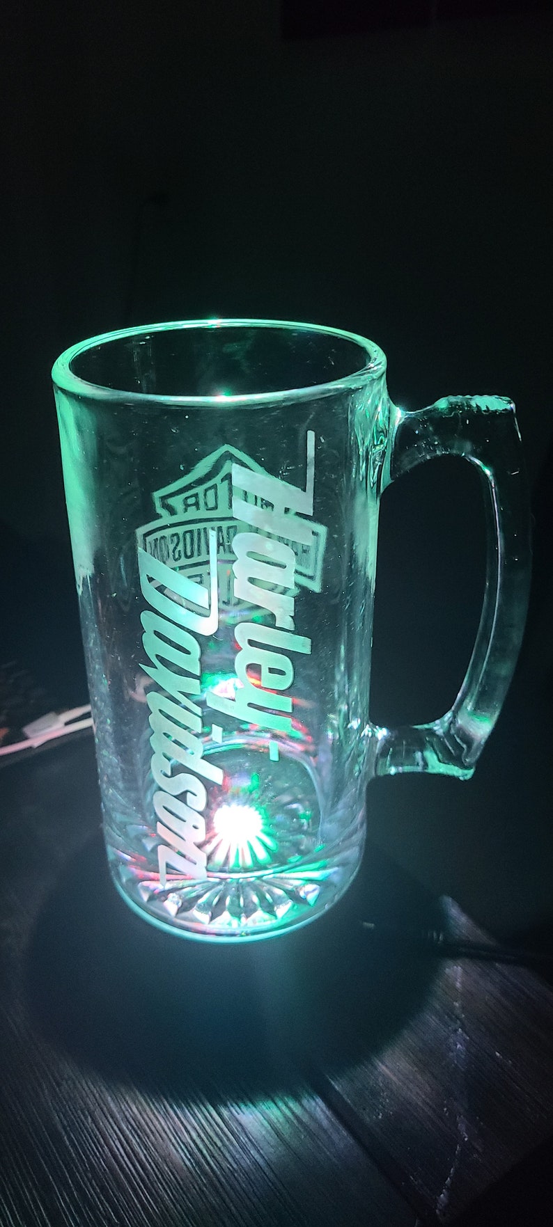 Harley Davidson Etched Clear Glass Mug - Etsy