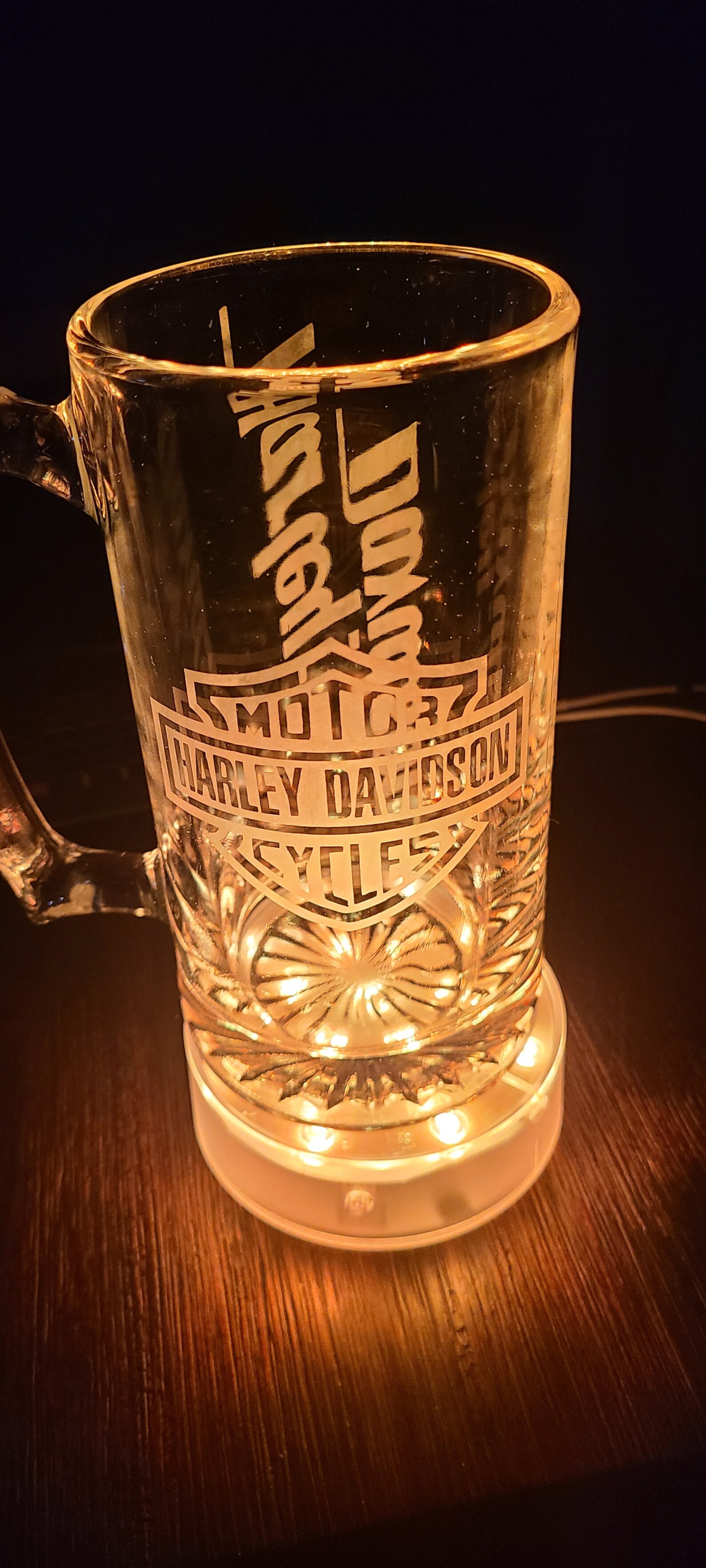 Harley Davidson Etched Clear Glass Mug - Etsy