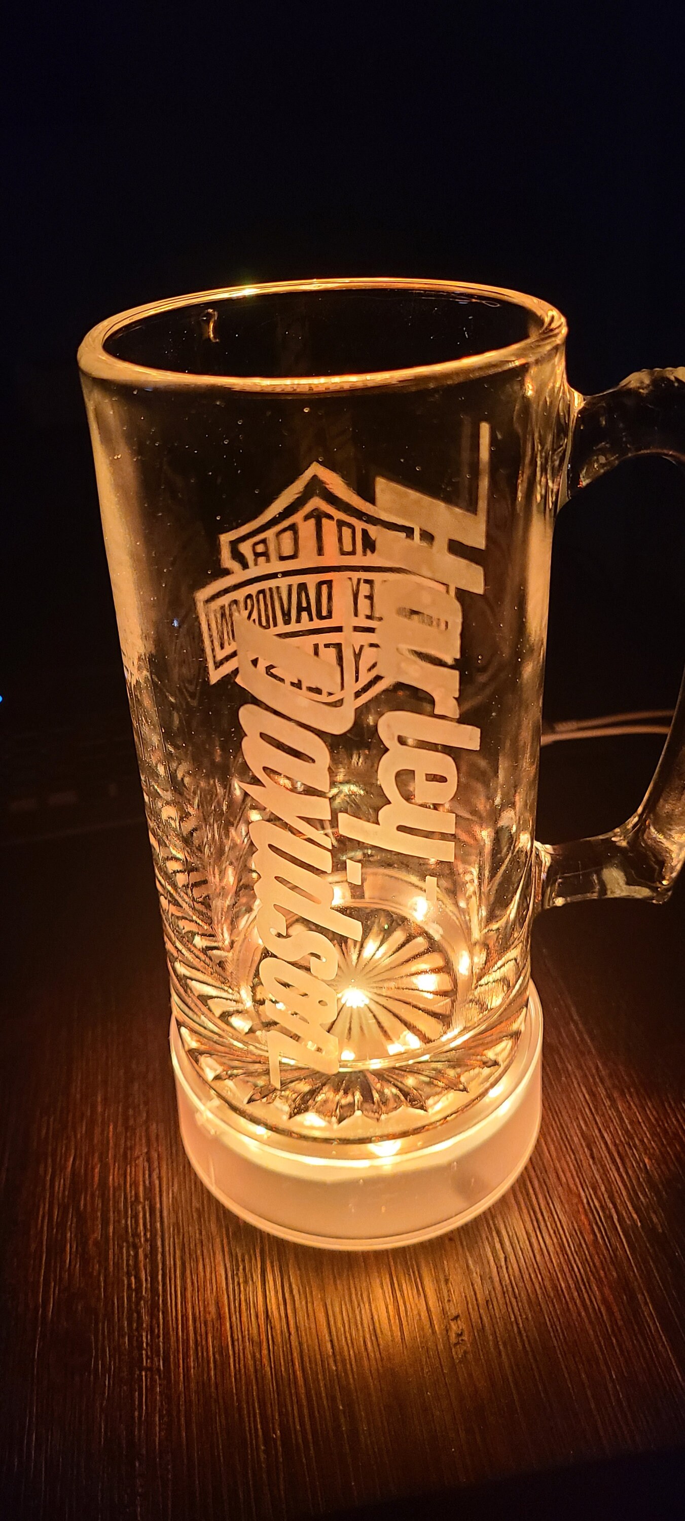 Harley Davidson Etched Clear Glass Mug - Etsy