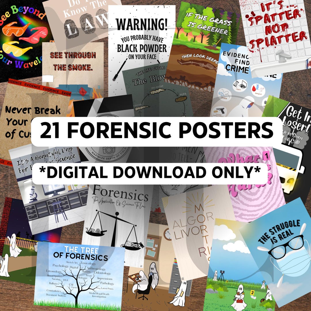 DIGITAL DOWNLOAD ONLY** 21 Forensic Posters Bright Colorful Csi Science ...