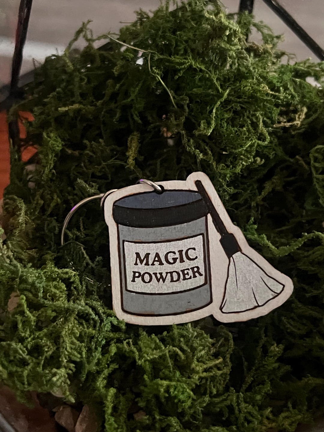 Black Magic Fingerprint Powder Wooden Painted Keychain, Forensics Gift ...