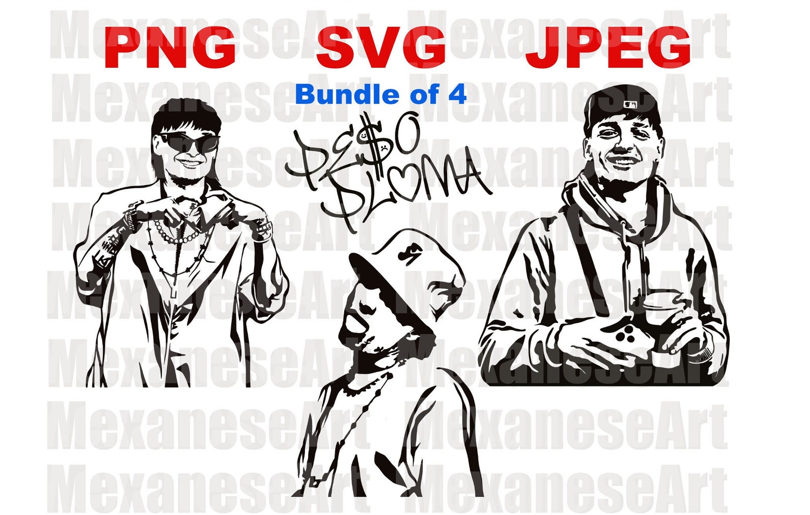 Peso Pluma Bundle, PNG, SVG, JPEG, Musica Regional, Cricut, Printable ...