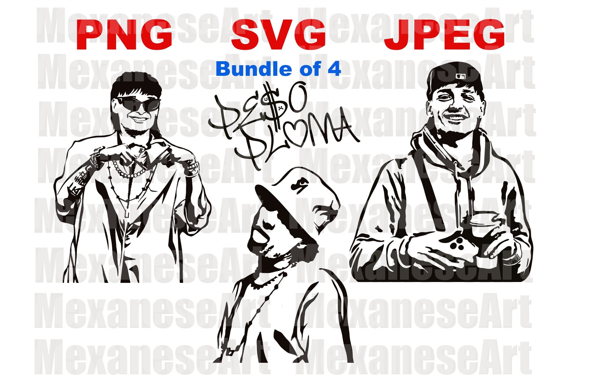 Peso Pluma Bundle, PNG, SVG, JPEG, Musica Regional, Cricut, Printable ...