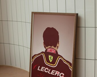 Charles Leclerc 2024 Ferrari SF24 F1 Car & Helmet Poster Print, Signed ...
