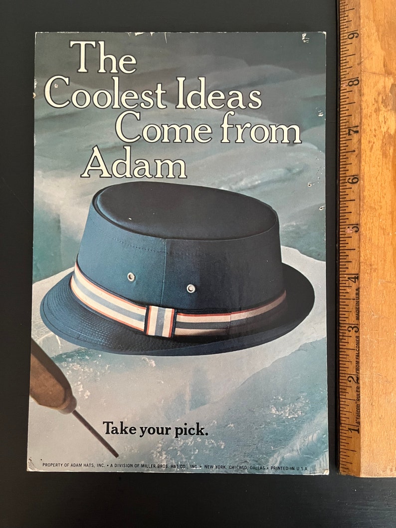 Pair of Vintage Adam Men’s Hats Easel Counter Advertisements Signs ...