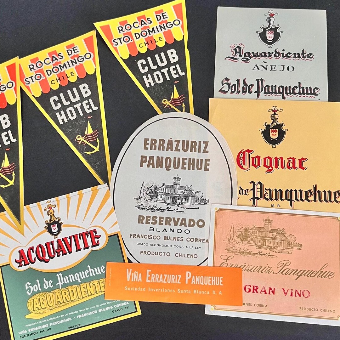 Mid Century Spirits Paper Labels From Chile Rivas De Sto Domingo Club ...