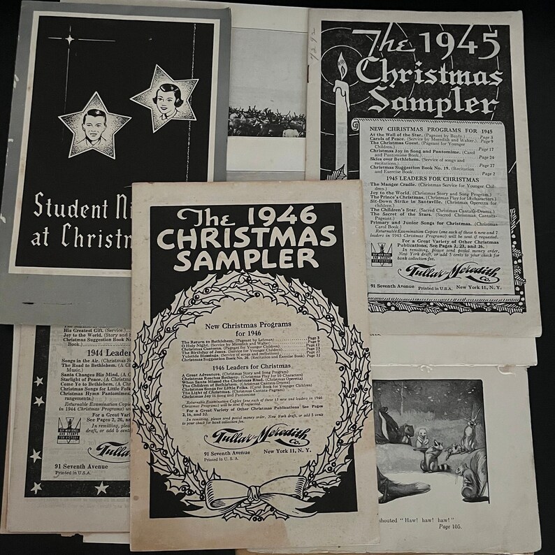 Vintage Christmas & Winter Ephemera Lot Black White Silver Gold Red ...