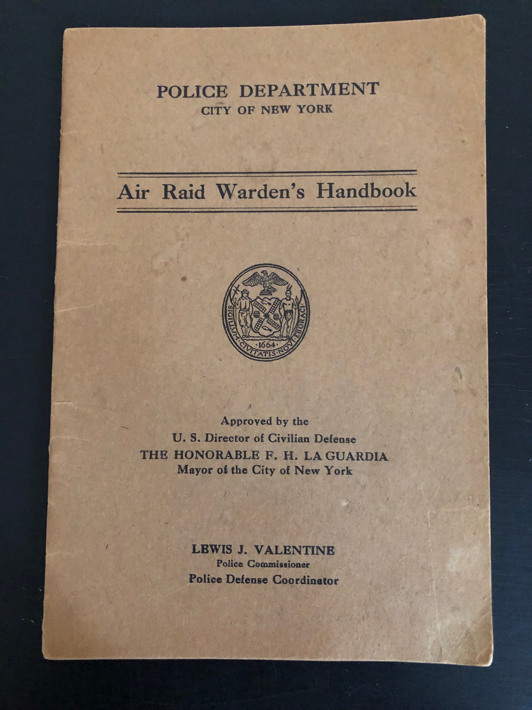 1941 City of New York Police Department Air Raid Wardens Handbook WWII ...