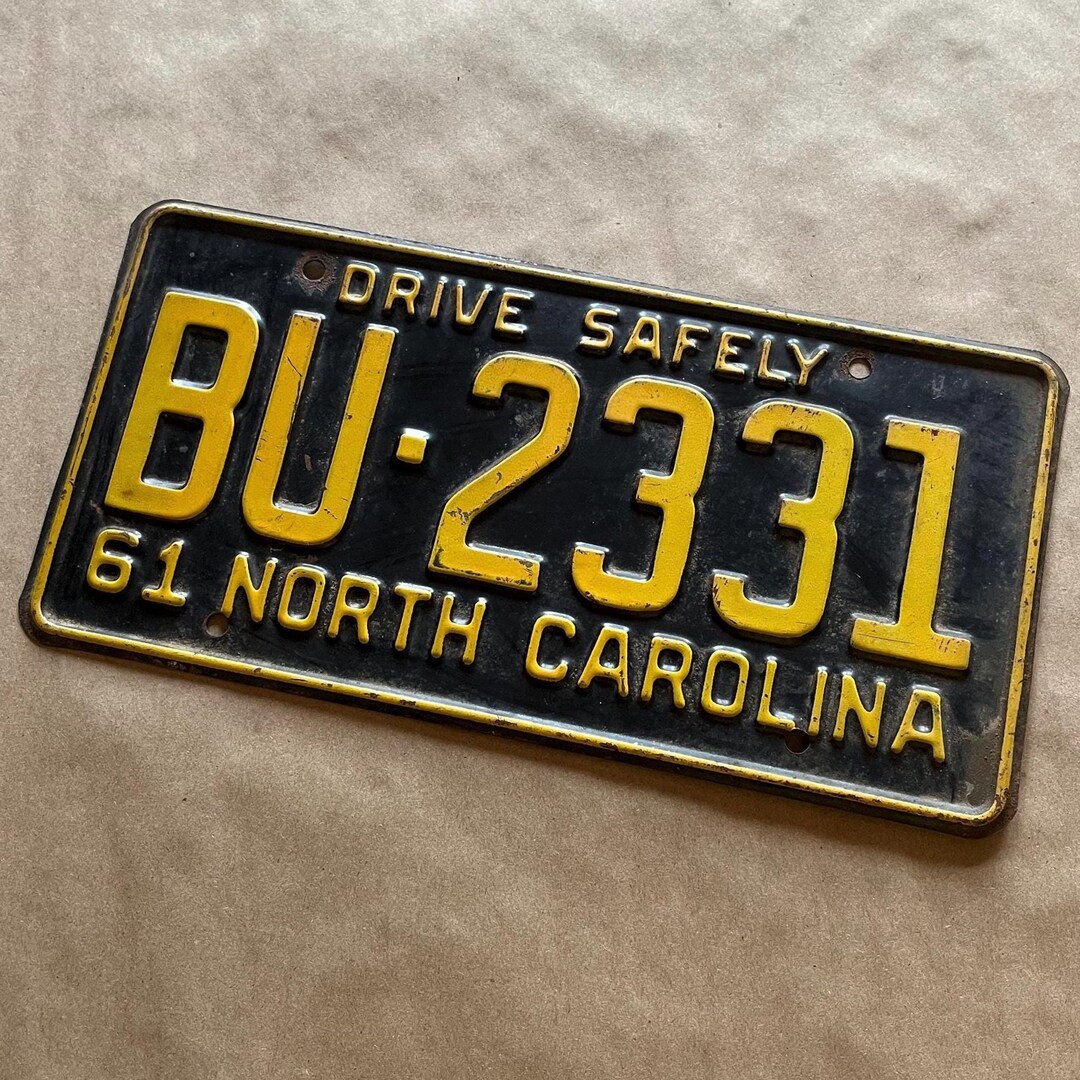 Original 1961 North Carolina License Plate NC BU-2331 Drive Safely - Etsy