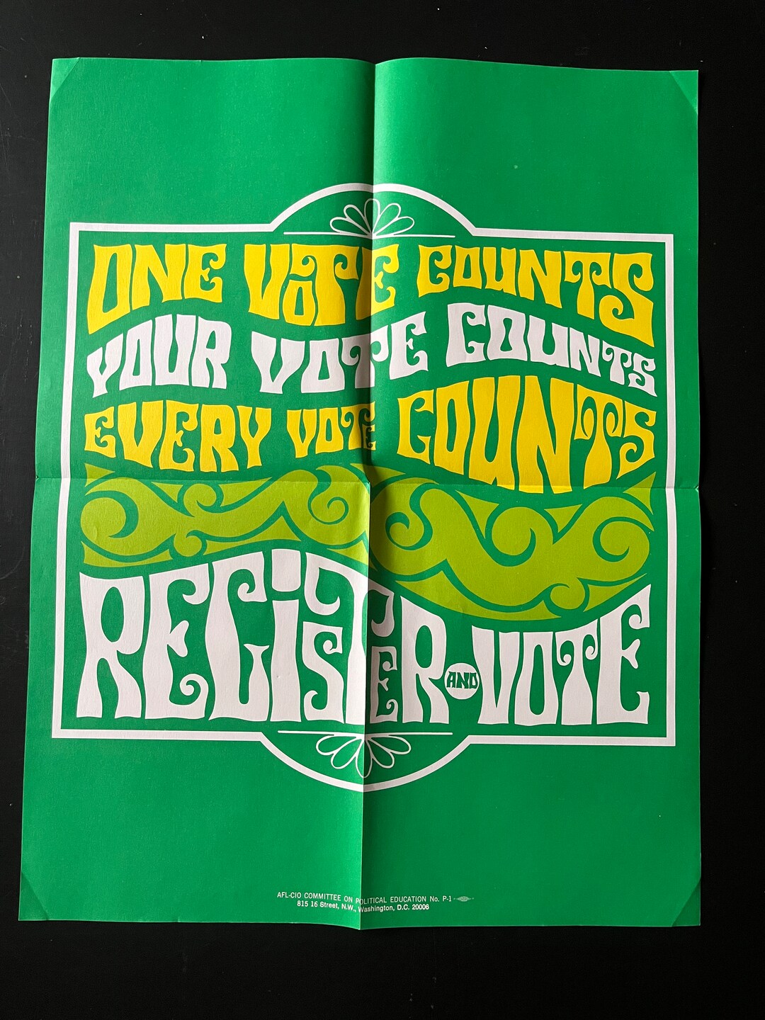 1970s Groovy Register to Vote Poster AFL-CIO Labor Union Designed by ...