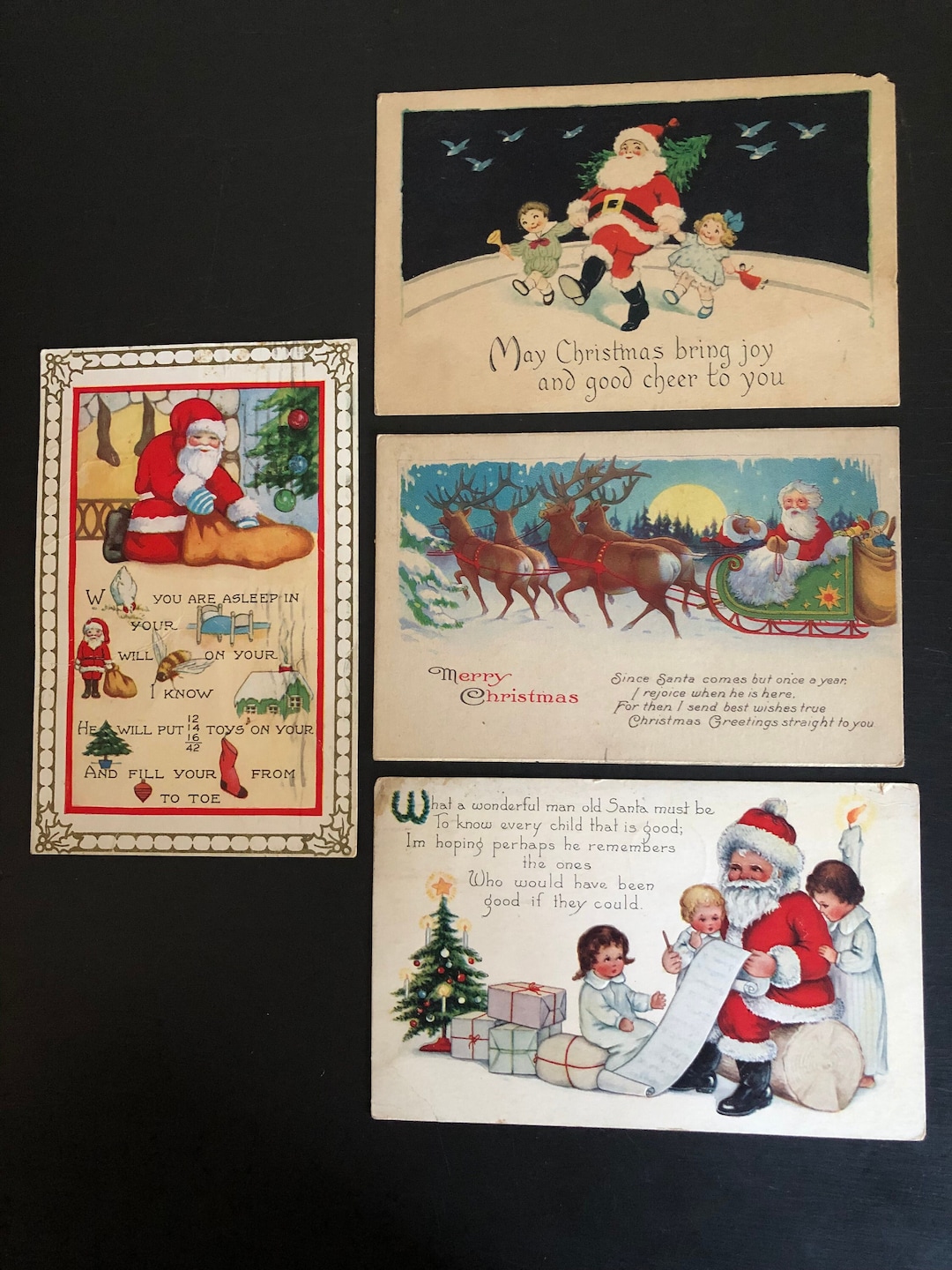 Vintage Santa Postcards 1920s & 30s Group of 4 - Etsy