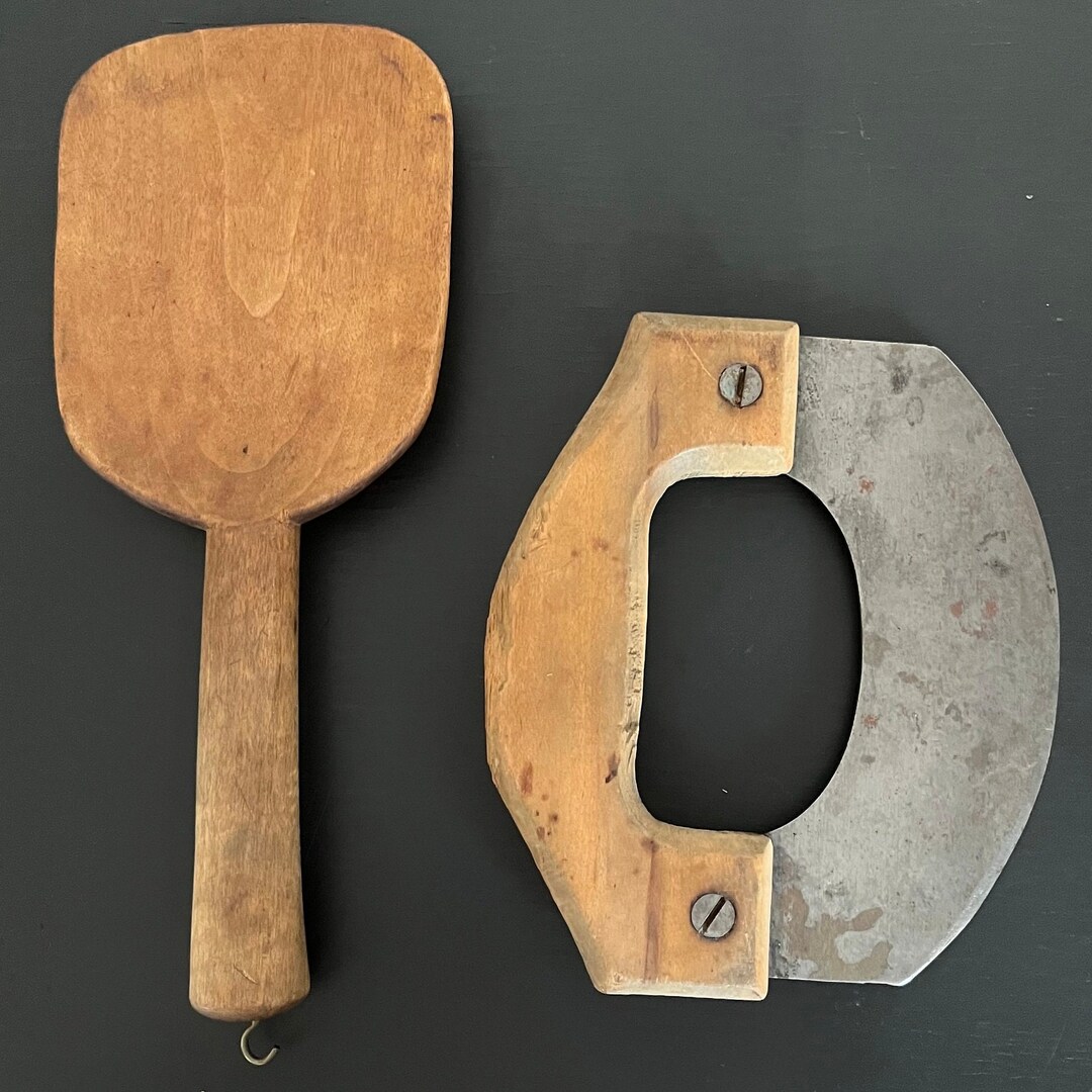Antique Wood Butter Paddle and Chopper Vintage Primitive Kitchen Tools ...