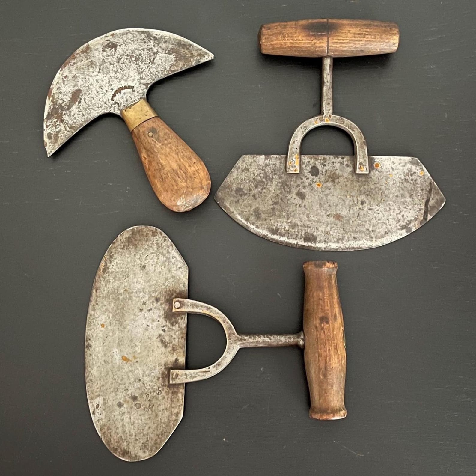 Group of 3 Primitive Kitchen Choppers With Wood Handles Antique ...