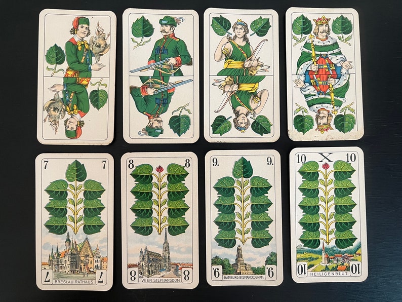 Antique German Playing Cards Feine Skat Karten Full Deck of 32 German ...