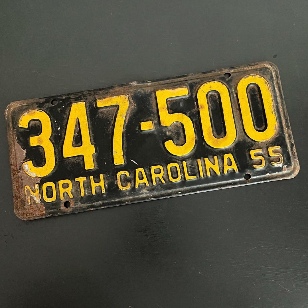 Original 1955 North Carolina License Plate NC 347-500 - Etsy