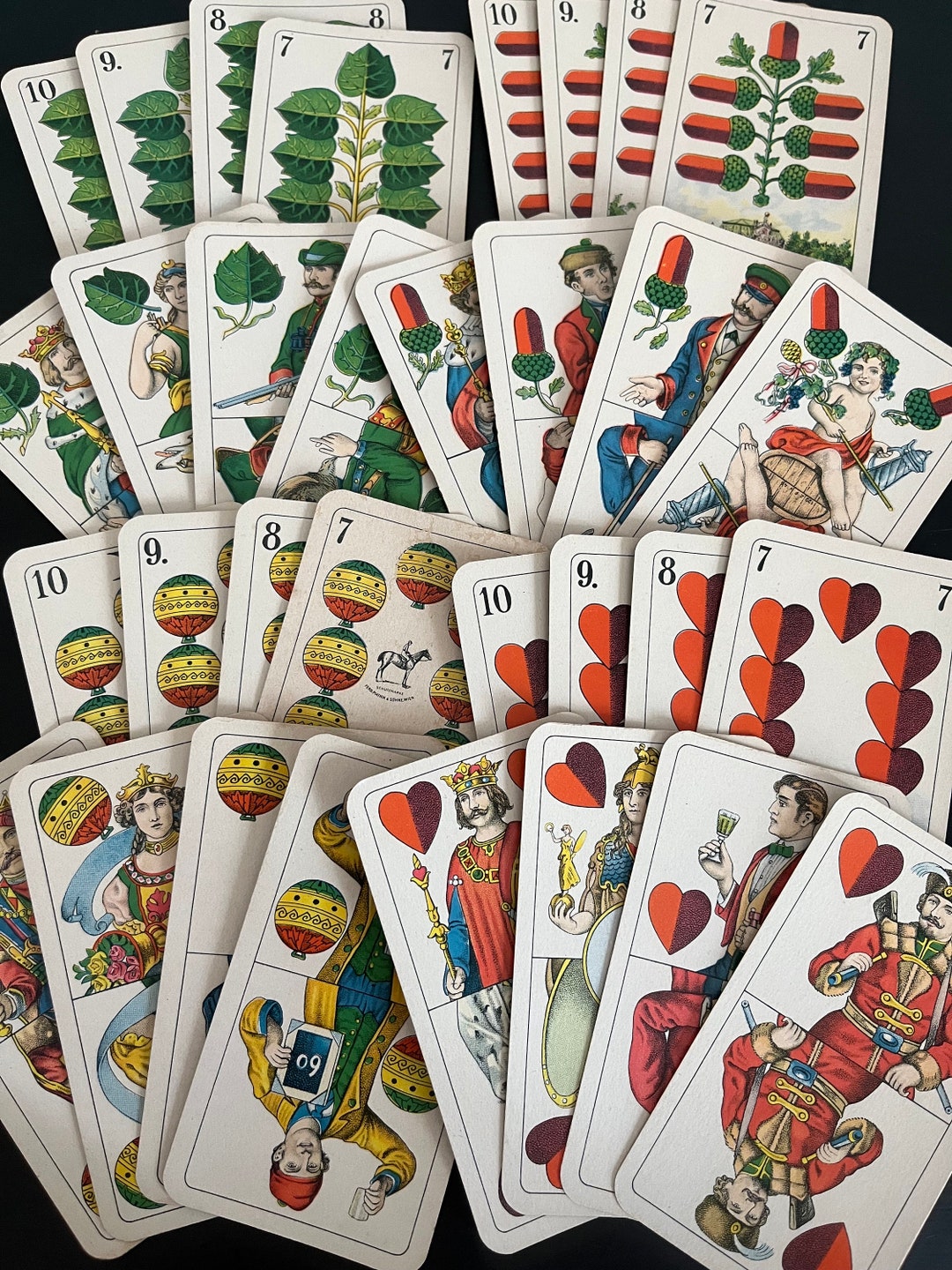 Antique German Playing Cards Feine Skat Karten Full Deck of 32 German ...
