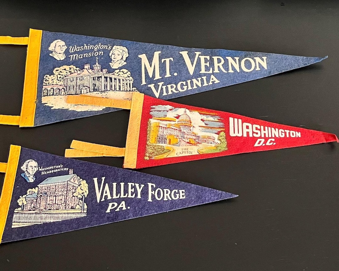 Mid Century Felt Travel Pennants Featuring George Washington- DC Mt ...