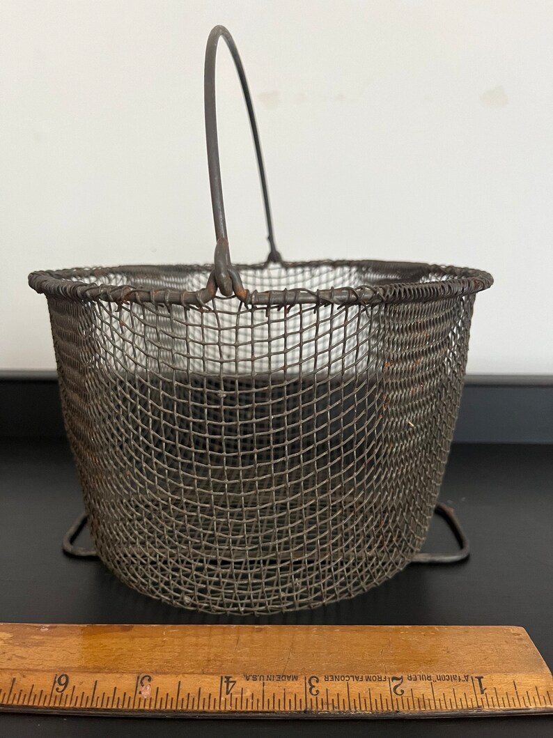Small Vintage Industrial Wire Mesh Basket - Etsy