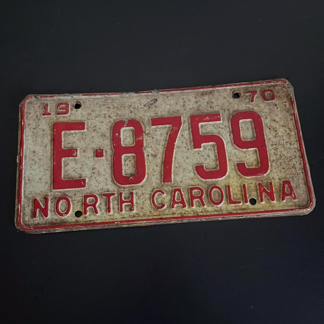 Original 1970 North Carolina License Plate NC E-8759 - Etsy