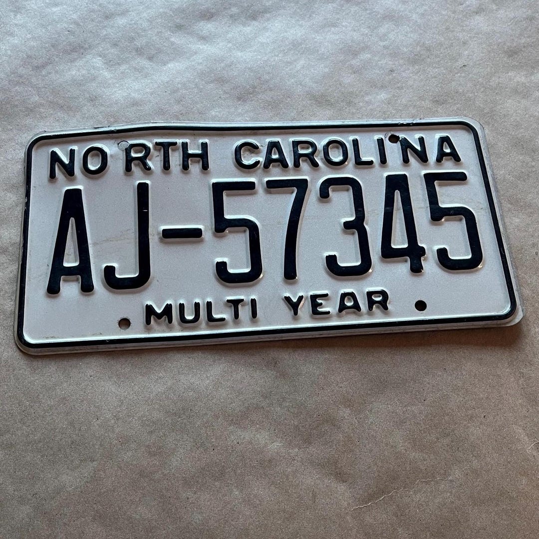 Original North Carolina Multi Year License Plate NC AJ-57345 - Etsy