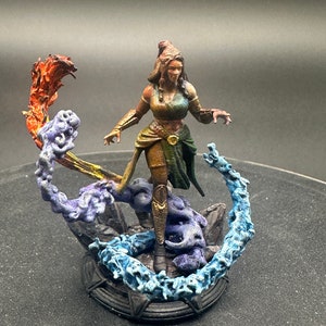 Female Genasi Elemental Mage Hand Painted - Etsy